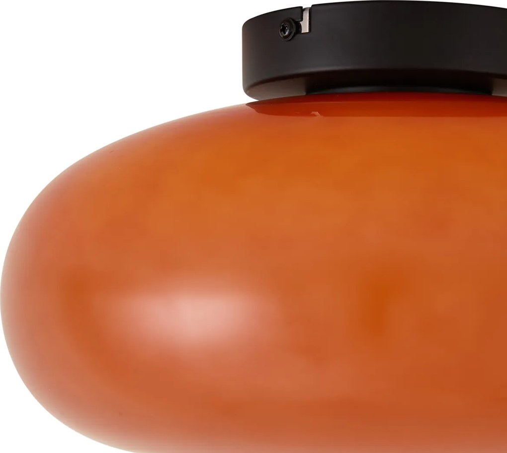 Retro černé stropní svítidlo s oranžovým sklem 30 cm - Glaze