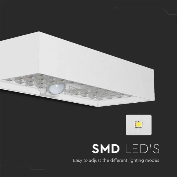 LED Solární nástěnné svítidlo se senzorem LED/6W/3,7V IP65 4000K 3000 mAh bílá