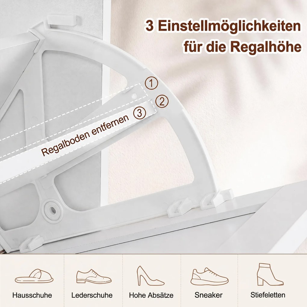 Costway Botník s 2 výklopnými zásuvkami Volně stojící botník – 80 × 24 × 103 cm