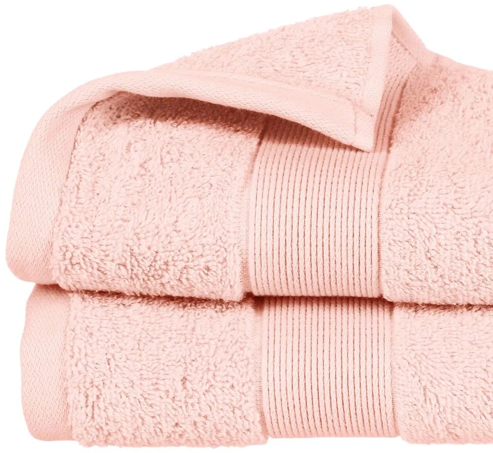 Měkký koupelnový ručník ze 100% přírodní bavlny elegantní růžový ručník s ozdobnou bordurou