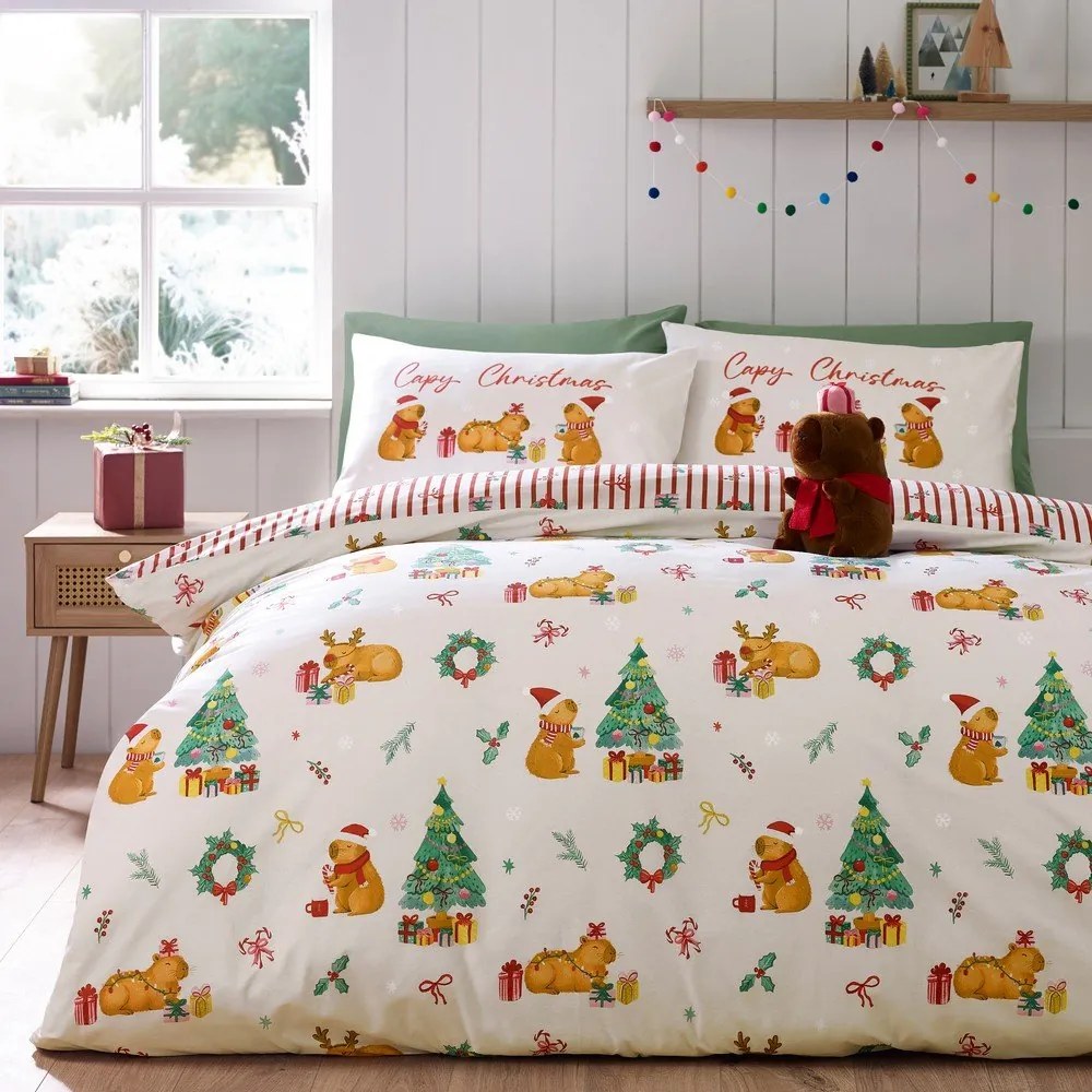 Povlečení na dvoulůžko v přírodní barvě 200x200 cm Capy Christmas – Catherine Lansfield