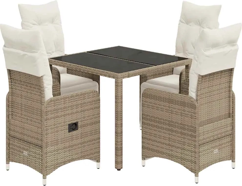 5dílný zahradní bistro set s poduškami hnědý polyratan 3277210