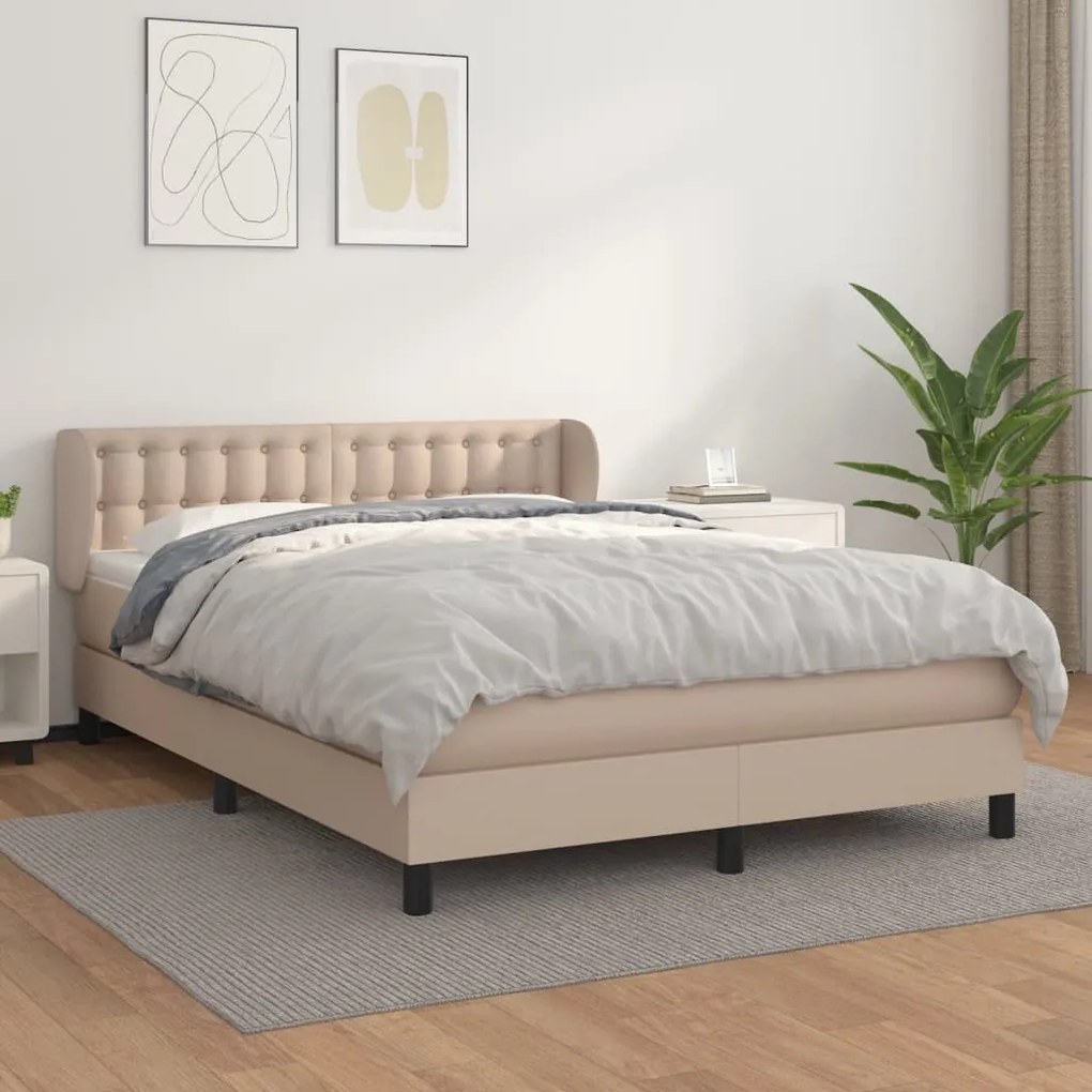 Box spring postel s matrací cappuccino 140x190 cm umělá kůže