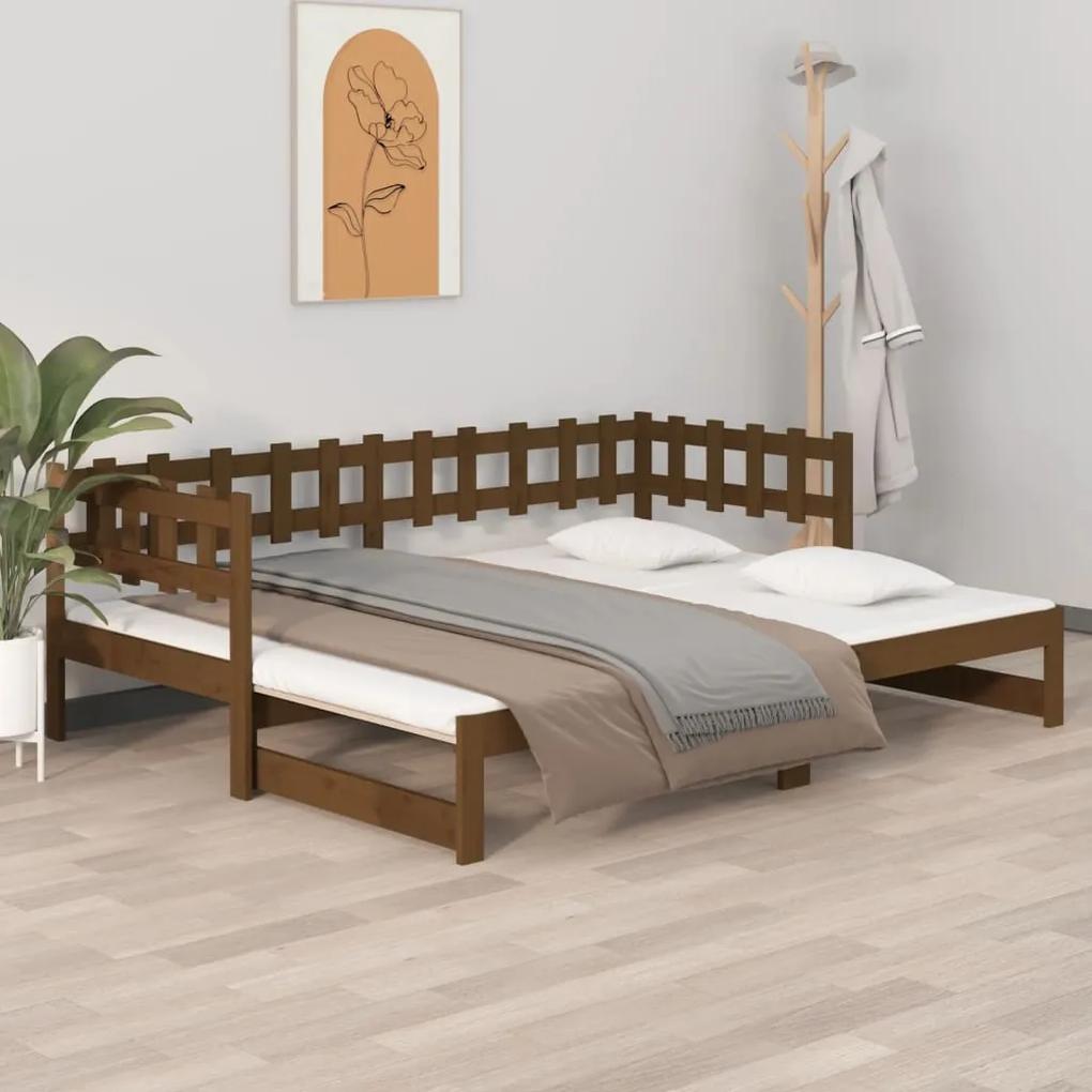 Výsuvná postel medově hnědá 2x (90 x 190 cm) masivní borovice,  820779