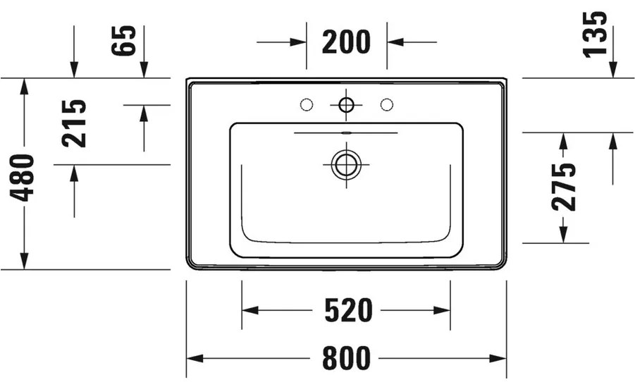Duravit D-Neo - Umyvadlo do nábytku 800x480 mm s přepadem, bílá 2367800000