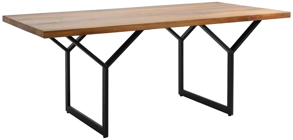 OnaDnes -20% Nordic Design Přírodní masivní jídelní stůl Porto 180x90 cm s černou podnoží