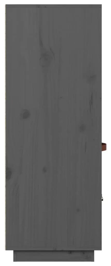 Skříň highboard šedá 67 x 40 x 108,5 cm masivní borové dřevo