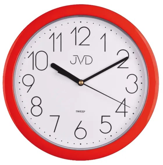 Červené plastové nástěnné netikající hodiny JVD sweep HP612.2