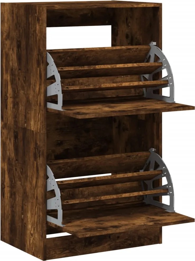 Botník se 2 výklopnými zásuvkami kouřový dub 60 x 42 x 108 cm 3214389