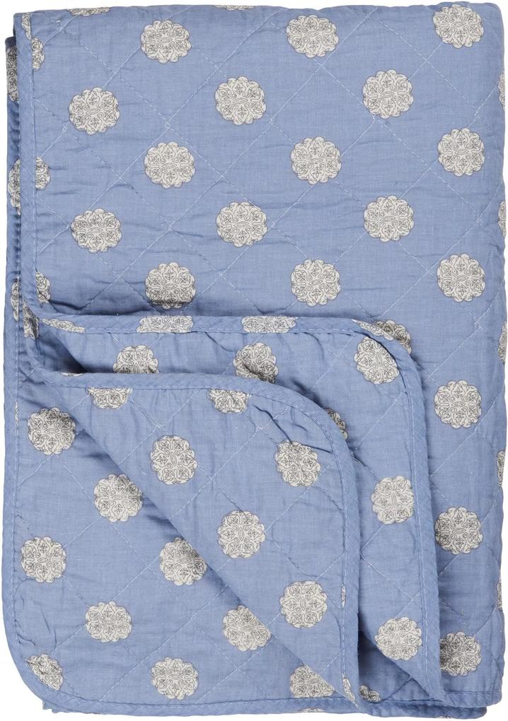 IB LAURSEN Prošívaná deka Blue/circle pattern 130x180 cm, modrá barva, textil