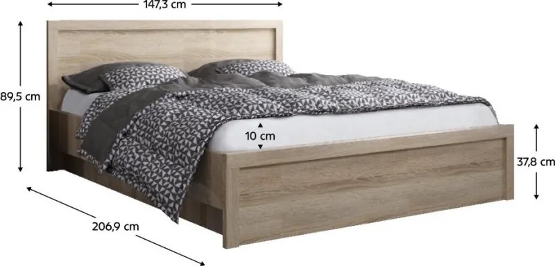 Postel s úložným prostorem, 140x200, dub sonoma, JESI NEW Kondela 0000408046