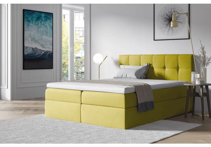Stylová manželská postel s úložným prostorem Recivio žlutá 160 x 200