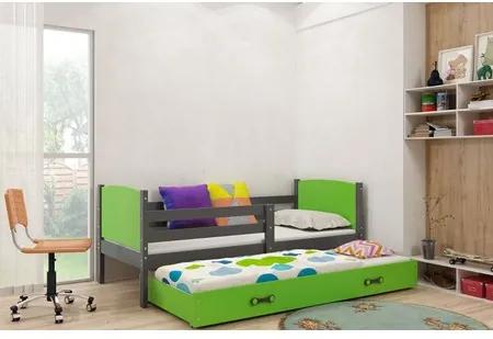 Dětská postel s výsuvnou postelí TAMI 190x80 cm Zelená Šedá