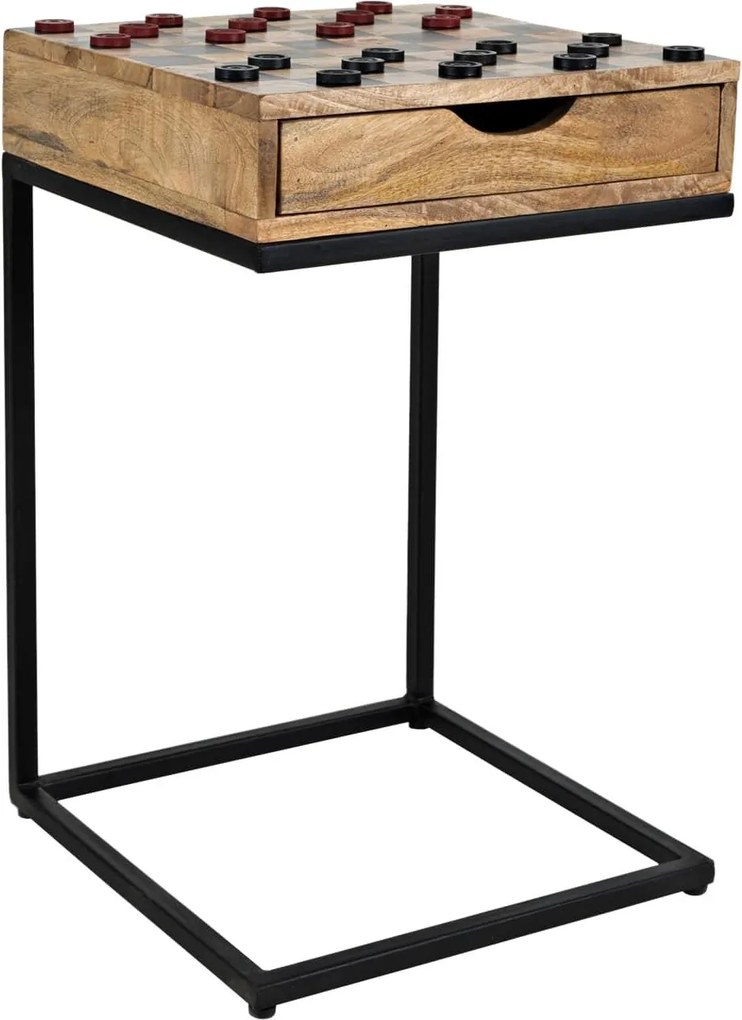 Šachový stolek Avola 42 cm z masivu hnědý/černý