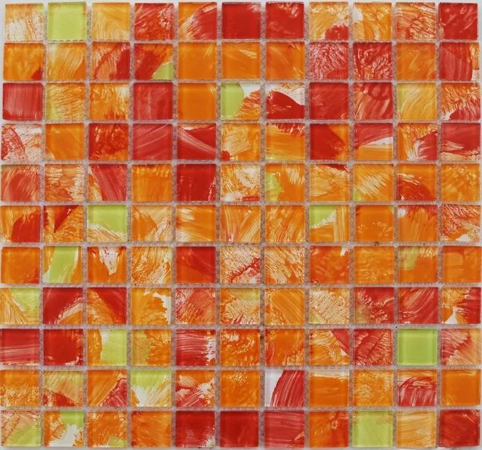Maxwhite JSM-CH017 Mozaika skleněná žlutá červená oranžová 29,7x29,7cm sklo
