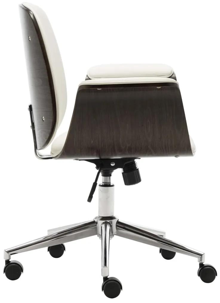 vidaXL Kancelářská židle bílá ohýbané dřevo a umělá kůže
