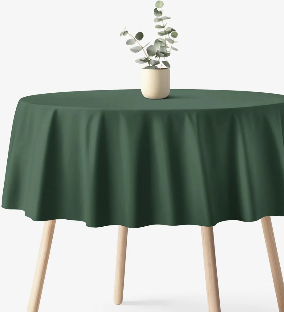 Goldea kulatý ubrus 100% bavlněné plátno - tmavě zelený Ø 120 cm