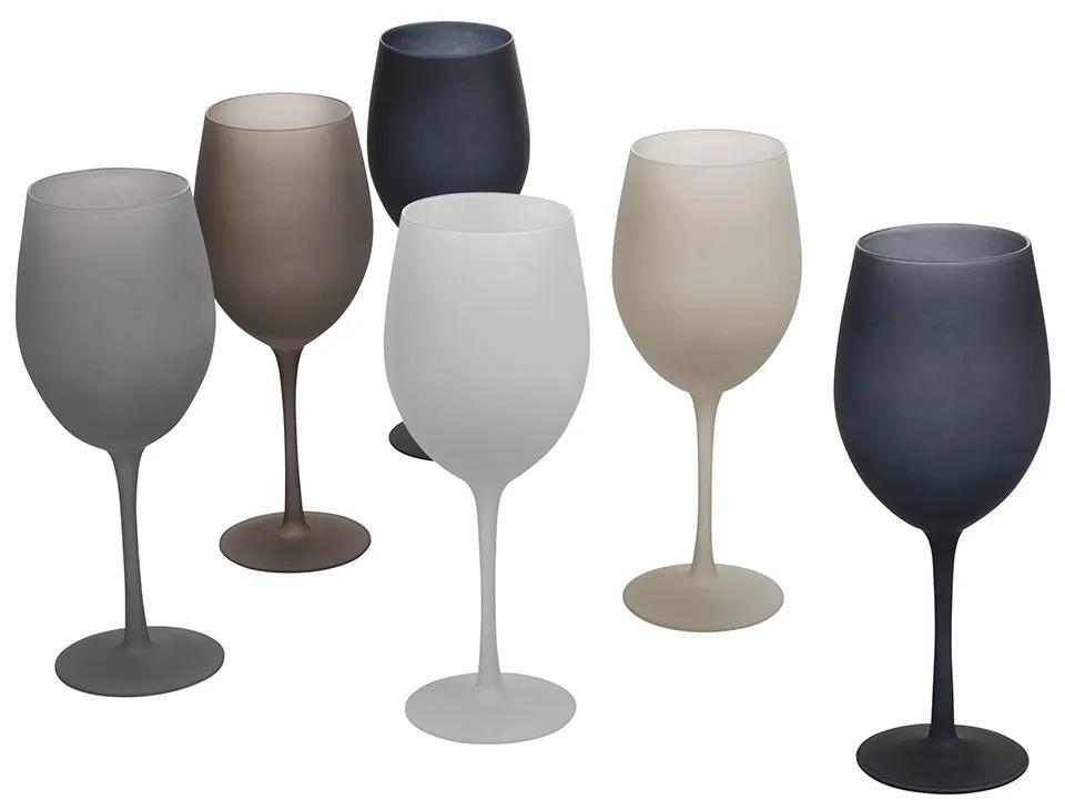VILLA D'ESTE HOME TIVOLI Set sklenic na víno Happy Hour Stones 6 kusů,  kávové odstíny, matný, 550 ml | BIANO