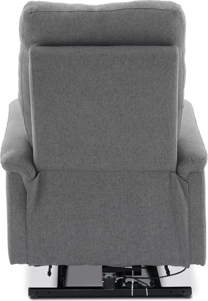 Křeslo polohovací masážní s výhřevem, 8bodová vibrační masáž, zvedací systém, USB, šedá látka (72 x 95) cm
