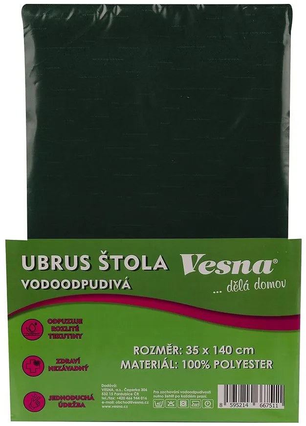 Ubrus štola 35x140 vodoodpudivá úprava tm. zelená