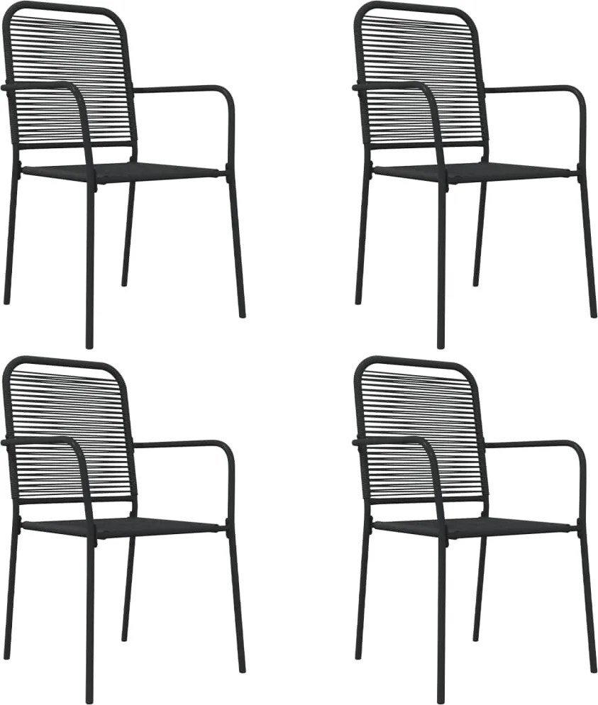 5dílný zahradní jídelní set černý bavlněné lano a ocel 3156536
