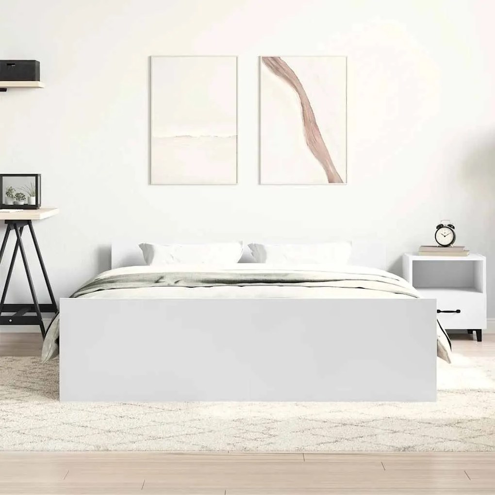 Rám postele s hlavovým a nožním čelem bílý 150 x 200 cm 3203754