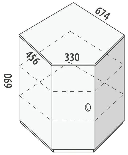 Skříň rohová Domestav D418 Materiál: Smrk, Povrchová úprava: Přírodní provedení