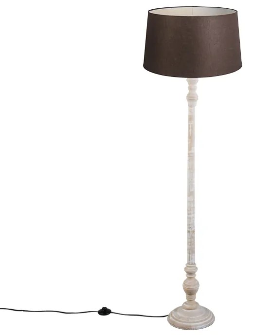 Stojací lampa s plátěným odstínem hnědá 45 cm - Classico