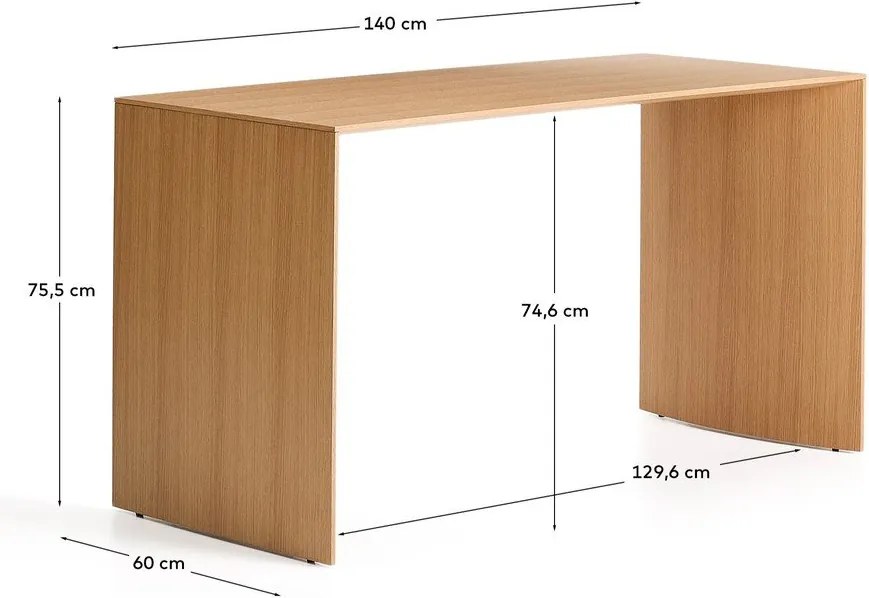 Pracovní stůl v dekoru dubu 60x140 cm Litto – Kave Home