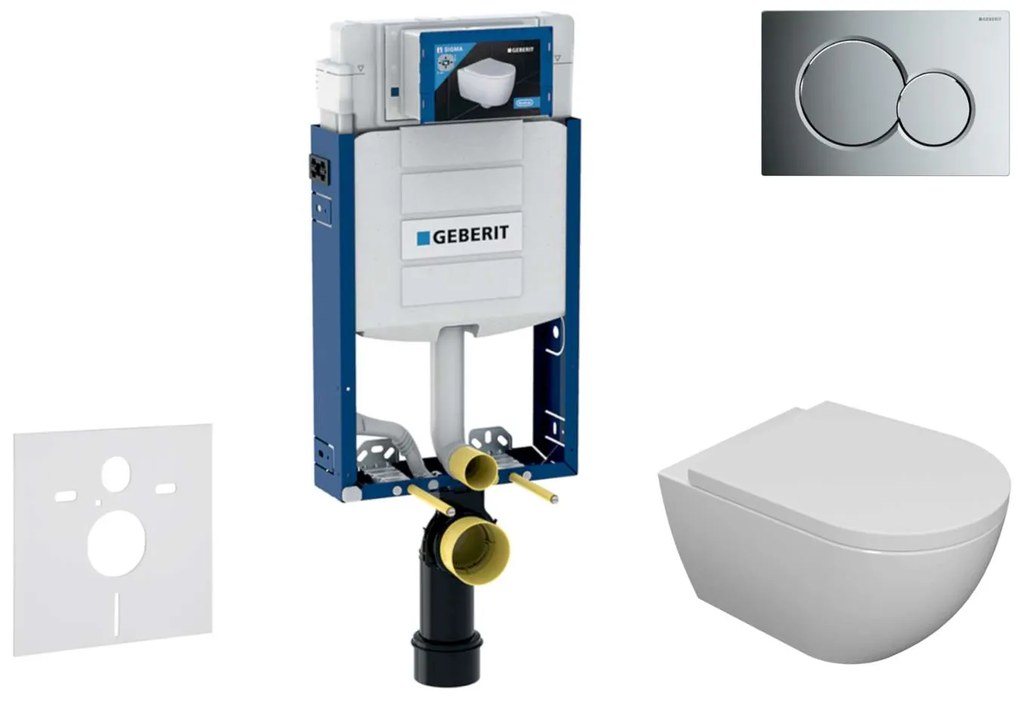 Geberit Kombifix - Set předstěnové instalace, klozetu Oudee a sedátka softclose, tlačítko Sigma01, lesklý chrom SANI15CA1100
