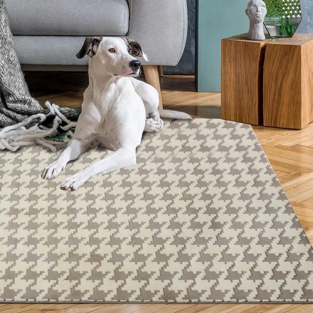 Tutumi Plyšový koberec Clover Pepitka Beige Rozměr (cm): 160 x 230