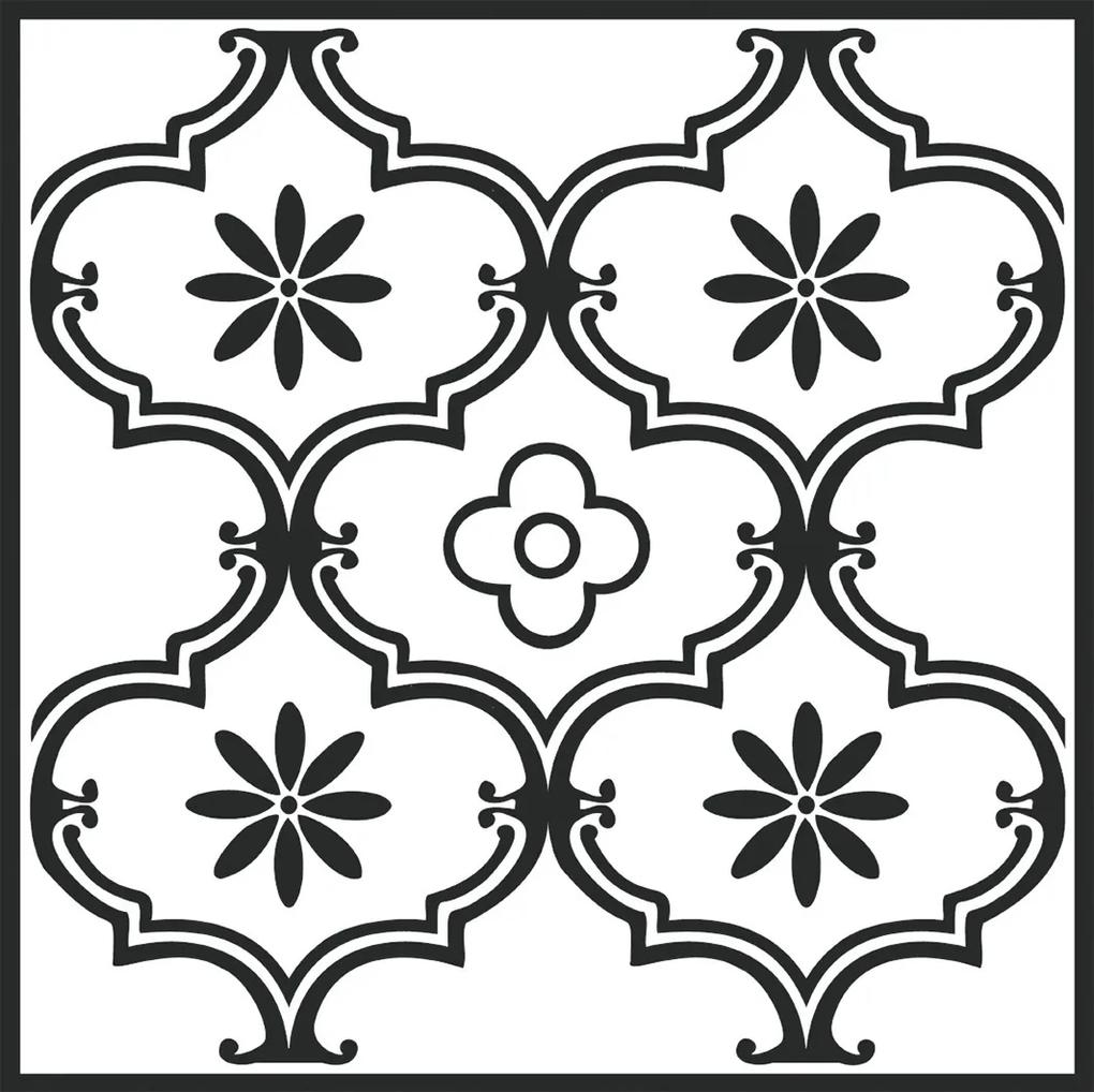 D-c-fix Podlahové samolepící čtverce - Černobílý ornament, rozměr 30,5x30,5cm, balení 11ks, 2745052