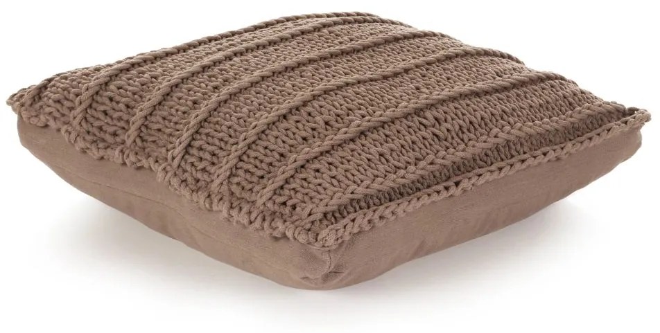 245085 vidaXL Čtvercový pletený bavlněný polštář na podlahu 60 x 60 cm hnědý