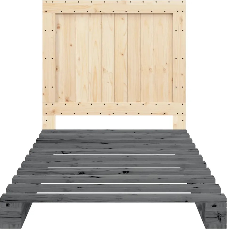 Rám postele s čelem šedý 100 x 200 cm masivní borové dřevo 3281545