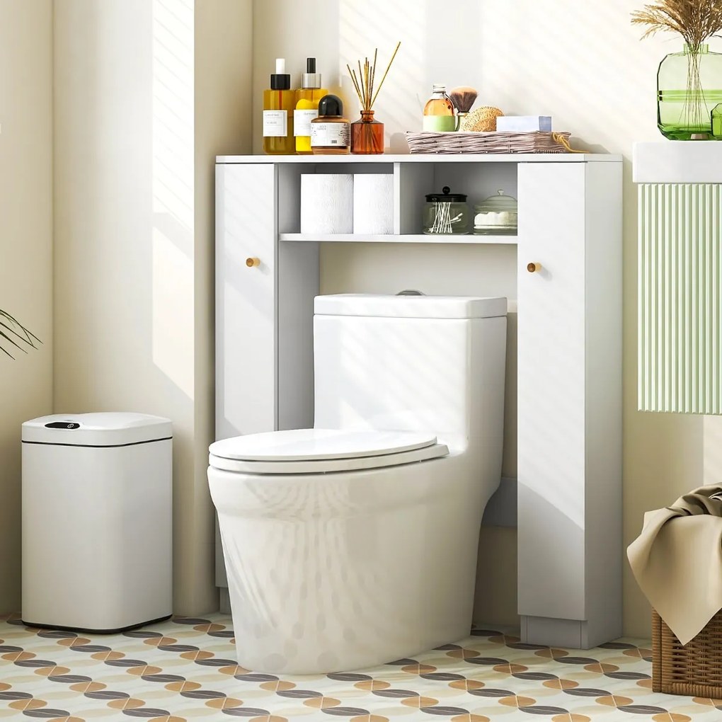 Costway WC skříňka se 2 otevřenými přihrádkami a 4 nastavitelnými policemi