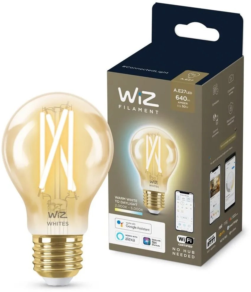Wiz tunable white 8718699787219 inteligentní led designová žárovka e27 | 1x6,7w | 640lm | 2000-5000k