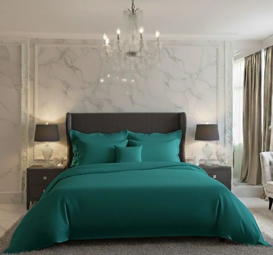 Kvalitex Saténové povlečení LUXURY COLLECTION tmavě zelené 1x 240/220, 2x 70/90cm
