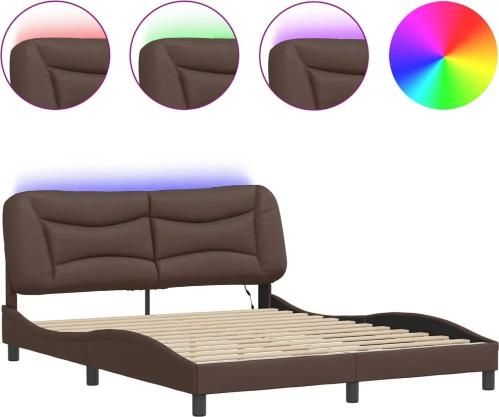 Rám postele s LED bez matrace Hvar hnědý 160 x 200 cm 3213943