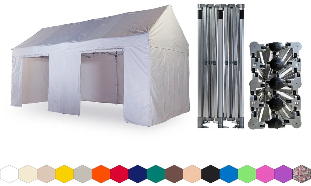 Nůžkový párty stan 3x6 m/6 noh TENTino GABLED EXTREME Barva opláštění: 7A - ČERVENÁ