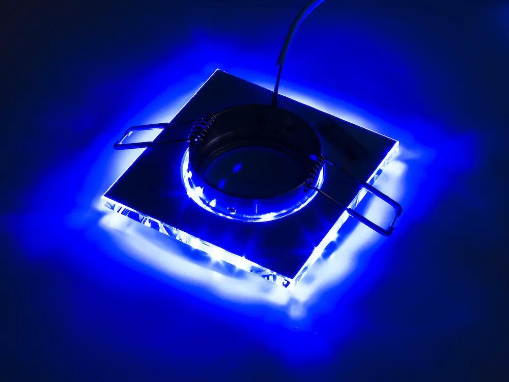 BERGE Podhledové bodové svítidlo BRG71025 nevýklopné - GU10 - čtverec + svítící LED pásek 3W modrá