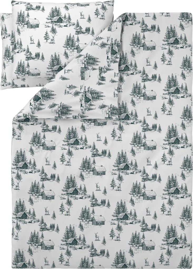 Livarno® Ložní povlečení z jemného flanelu, 200 x 220 cm, 70 x 90 cm (jedle/bílá/zelená)