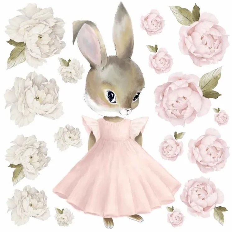 Gario Dětská nálepka na zeď Pastel bunnies - zajíček v sukni Rozměry: M