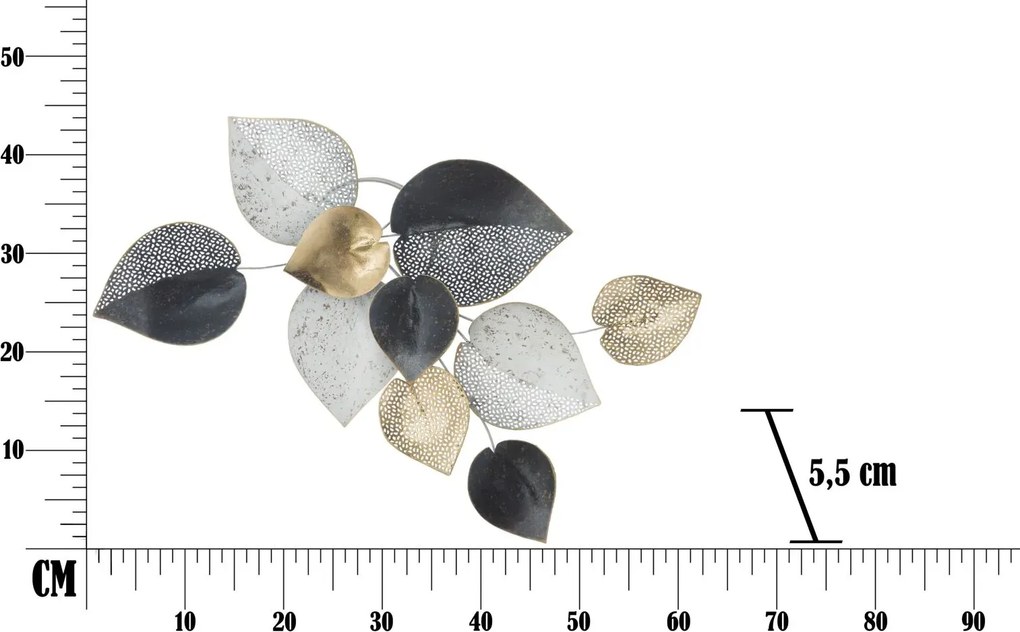 Kovová nástěnná dekorace Half Leaf 40 cm vícebarevná/zlatá