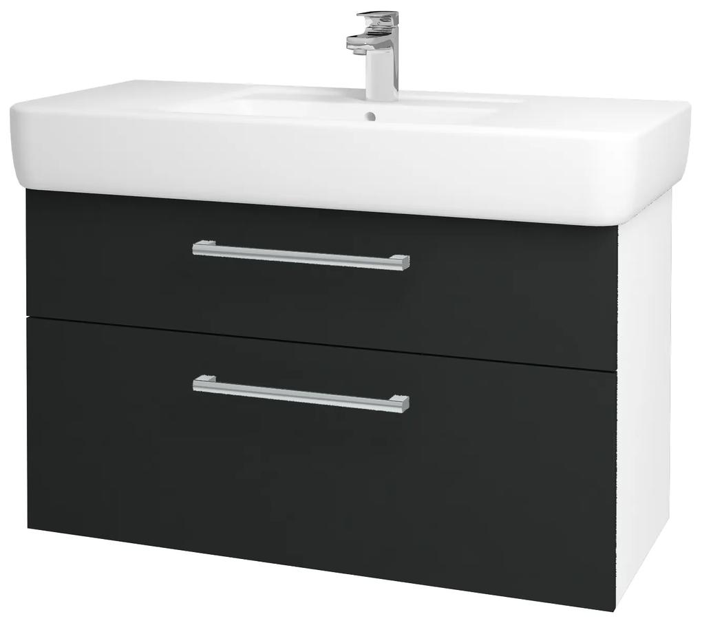 Dřevojas Koupelnová skříň Q MAX SZZ2 100 Varianta: N01 Bílá lesk / Úchytka T01 / D16 Beton tmavý