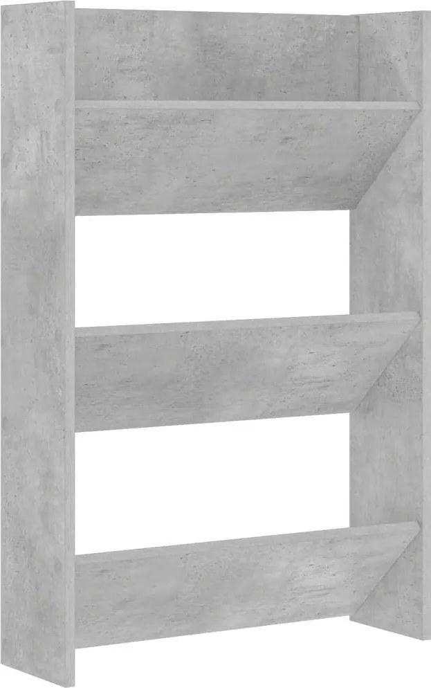 botník, závěsný, 3 patra, kompozitní dřevo, 90x60x18 cm, beton šedá, Dekorino BB20260031