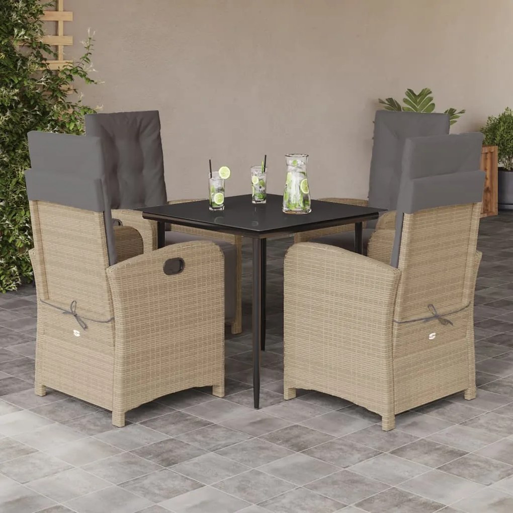 5dílný zahradní jídelní set s poduškami mix béžové polyratan 3212392