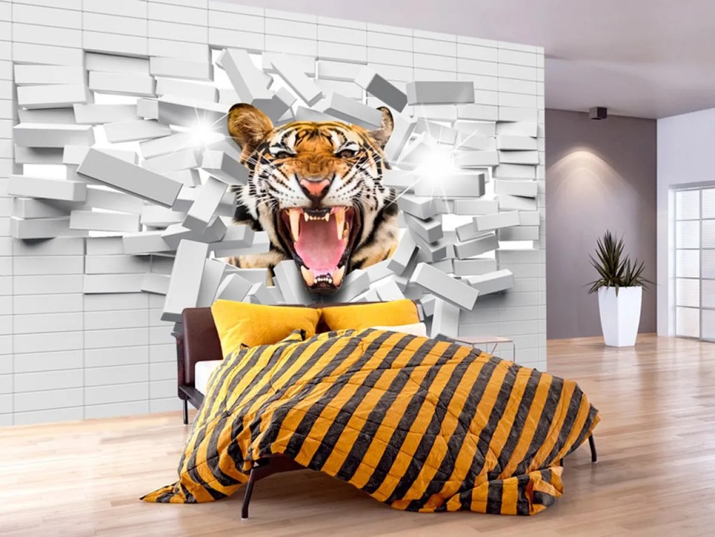 3D tapeta tygr ve zdi + lepidlo ZDARMA Velikost (šířka x výška): 150x105 cm