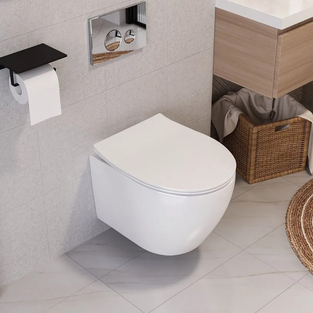 Rea, Sada závěsné WC mísy REA CARLO Flat Mini Rimless + závěsného Bidetu REA CARLO Mini, KPL-C2760