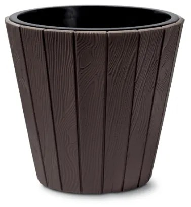 PROSPERPLAST Květináč - WOODE Průměr: 30 cm, Barva: mocca