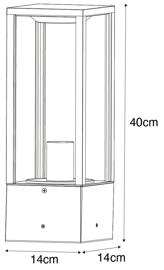 Stojací venkovní lampa černá s žebrovaným sklem 40 cm IP44 - Charlois